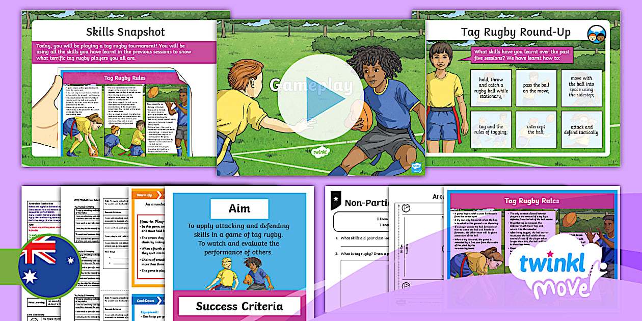 Move PE Year 4 Tag Rugby Lesson 6: Game Play - Twinkl