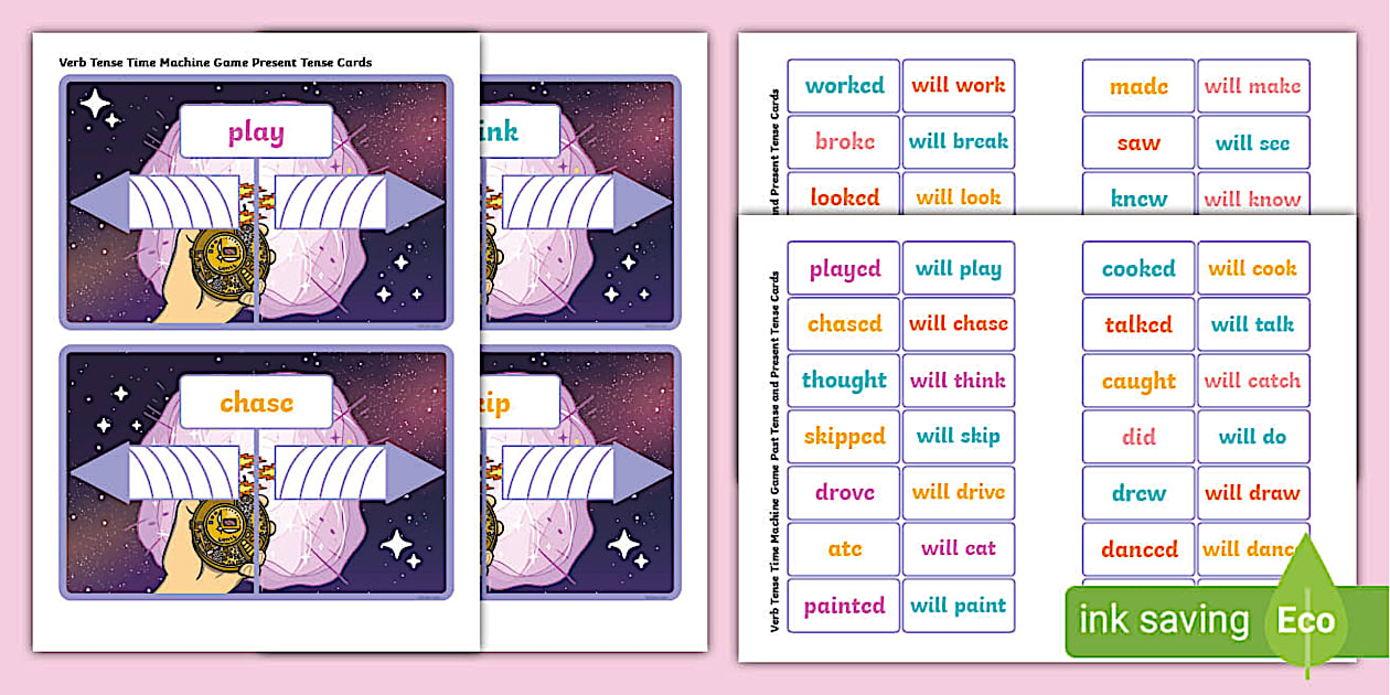 Past, Present & Future Verb Tense Time Machine Game