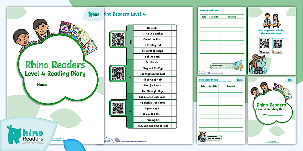 Rhino Readers Reading Diary - Level 4 (teacher made)