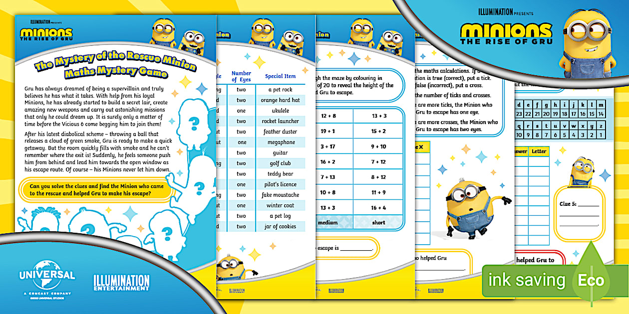 FREE! - 👉 Minions Maths Mystery Game [Ages 5-7] - Twinkl