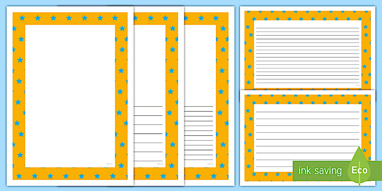 Editable Yellow with Blue Stars Page Border Pack - Twinkl