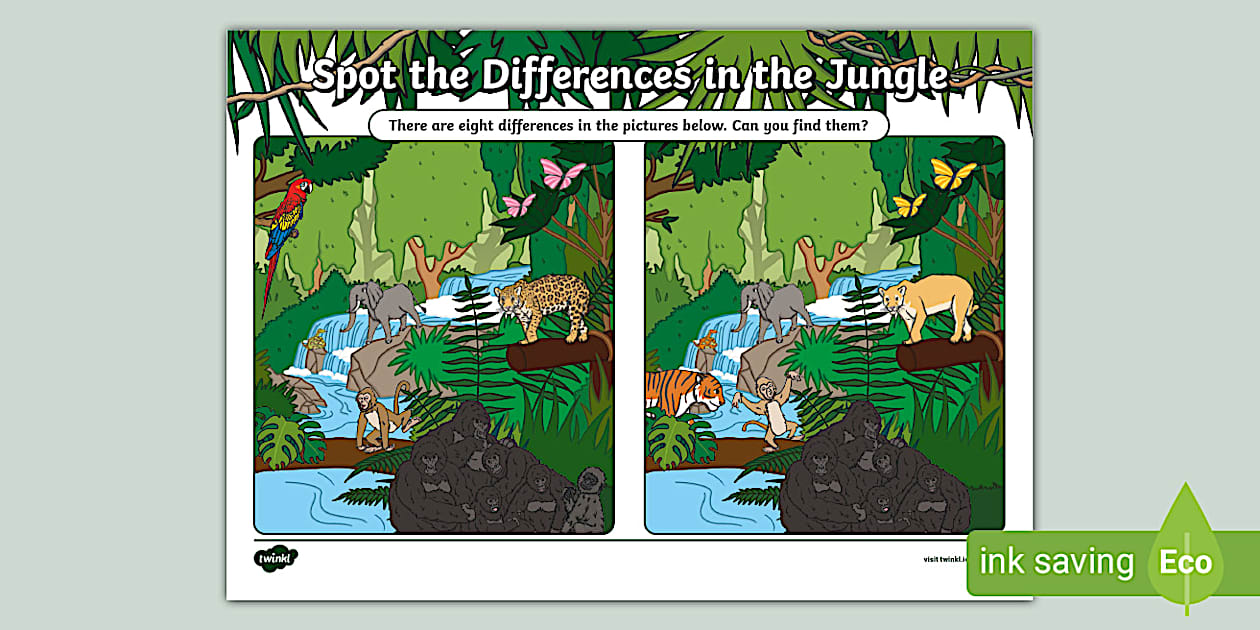 Jungle Journey Spot the Difference! (teacher made) - Twinkl
