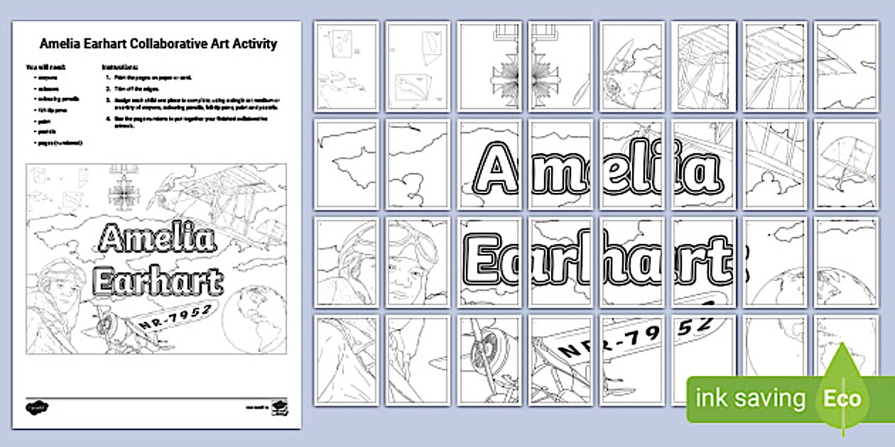 Amelia Earhart Collaborative Art Activity (Teacher-Made)