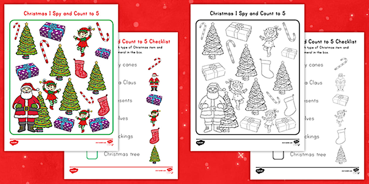 Christmas I Spy and Count to 5 Activity (Teacher-Made)