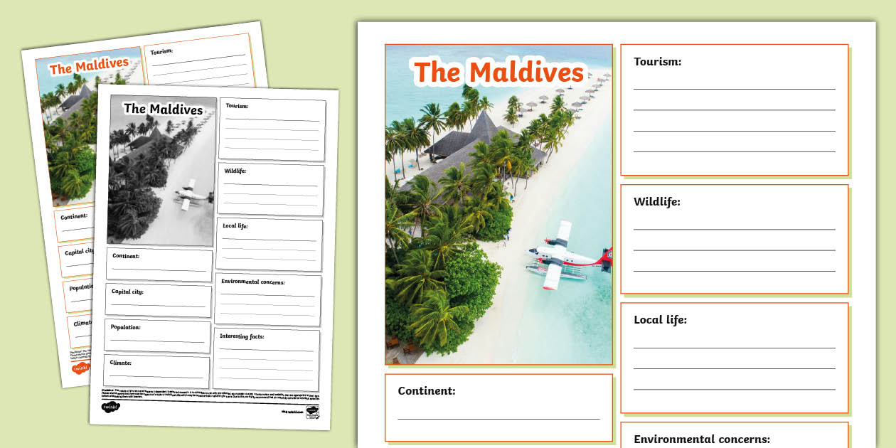 The Maldives Fact File Template - Geography (teacher made)