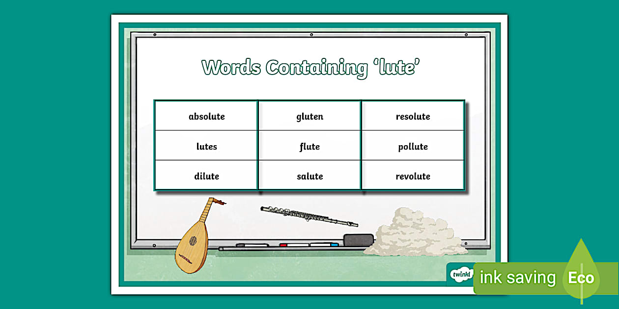 Words Containing 'lute' Word Mat (teacher made) - Twinkl