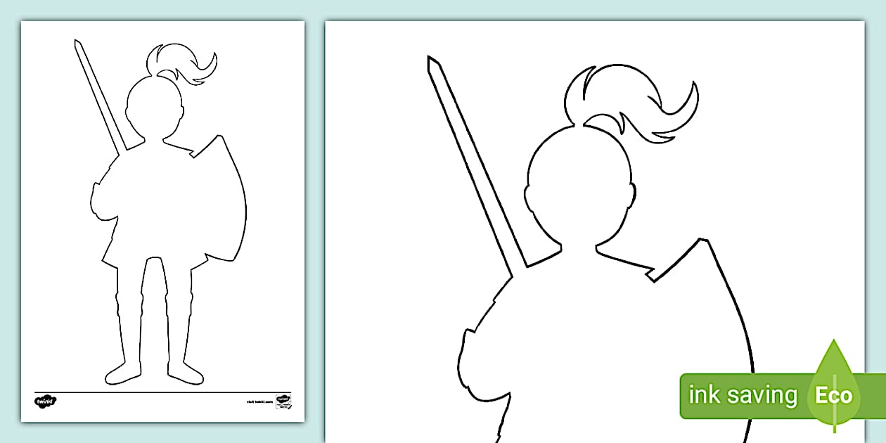 Knight Outline Template (teacher made) - Twinkl
