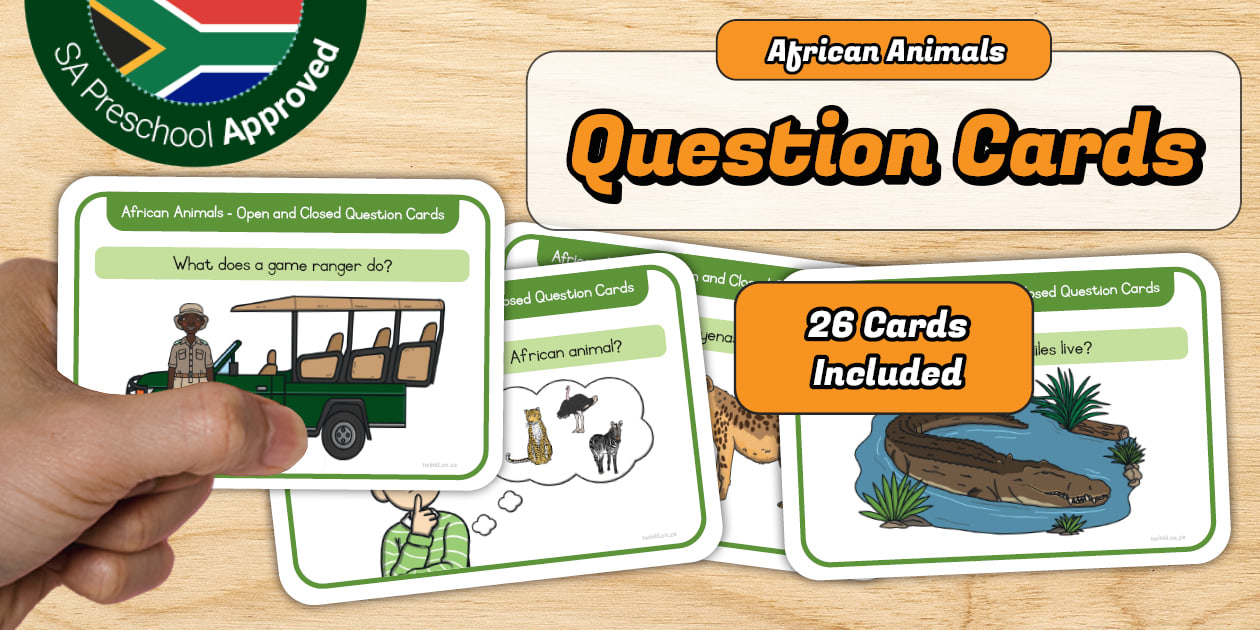 Preschool Themes - African Animals - Question Cards