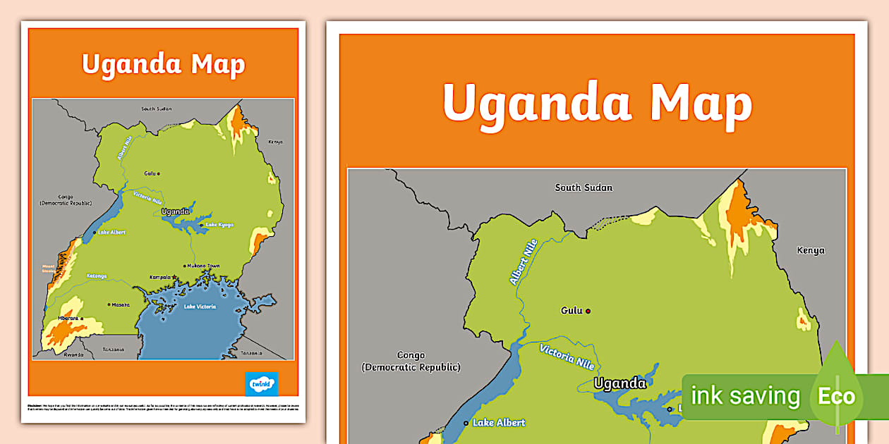 KS2 Uganda Display Map (Teacher-Made) - Twinkl