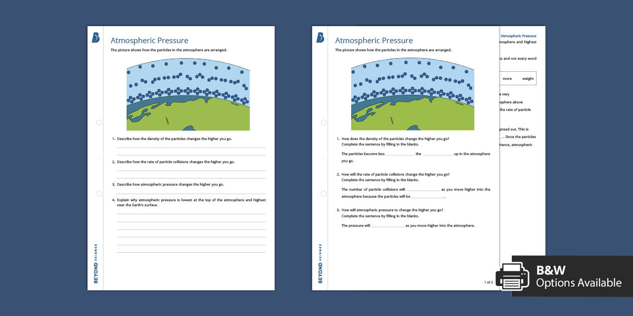 Atmospheric Pressure Worksheet | KS3 Physics | Beyond