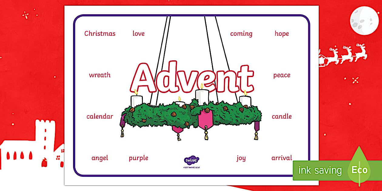 Advent Word Mat (teacher made) - Twinkl