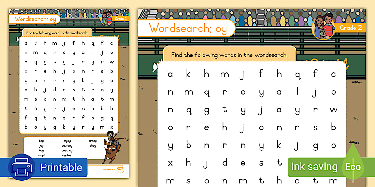Grade 2 Phonics: oy Wordsearch (Teacher-Made) - Twinkl