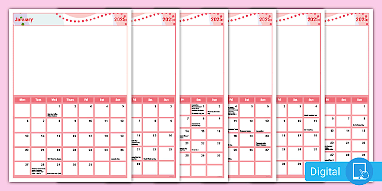 2025 Editable Australian Classroom Calendar - Twinkl