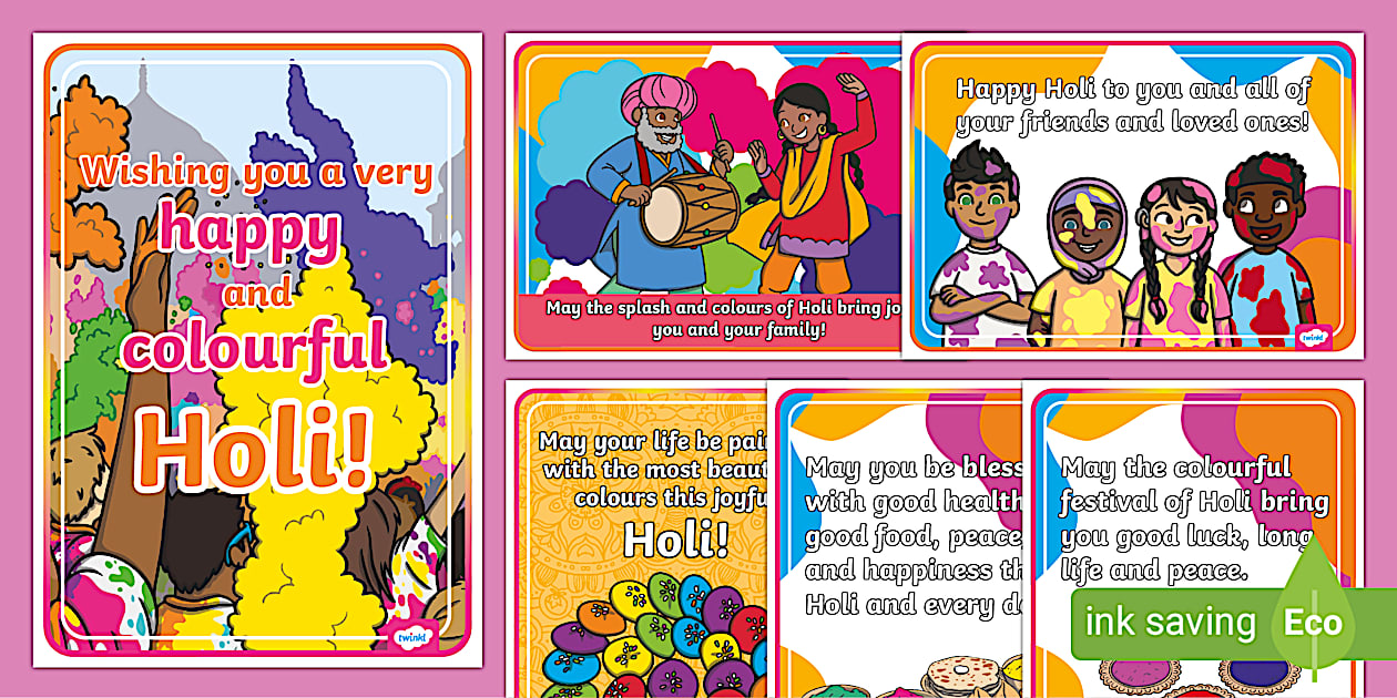 Greeting Posters with Holi Quotes | Twinkl KS1 Students