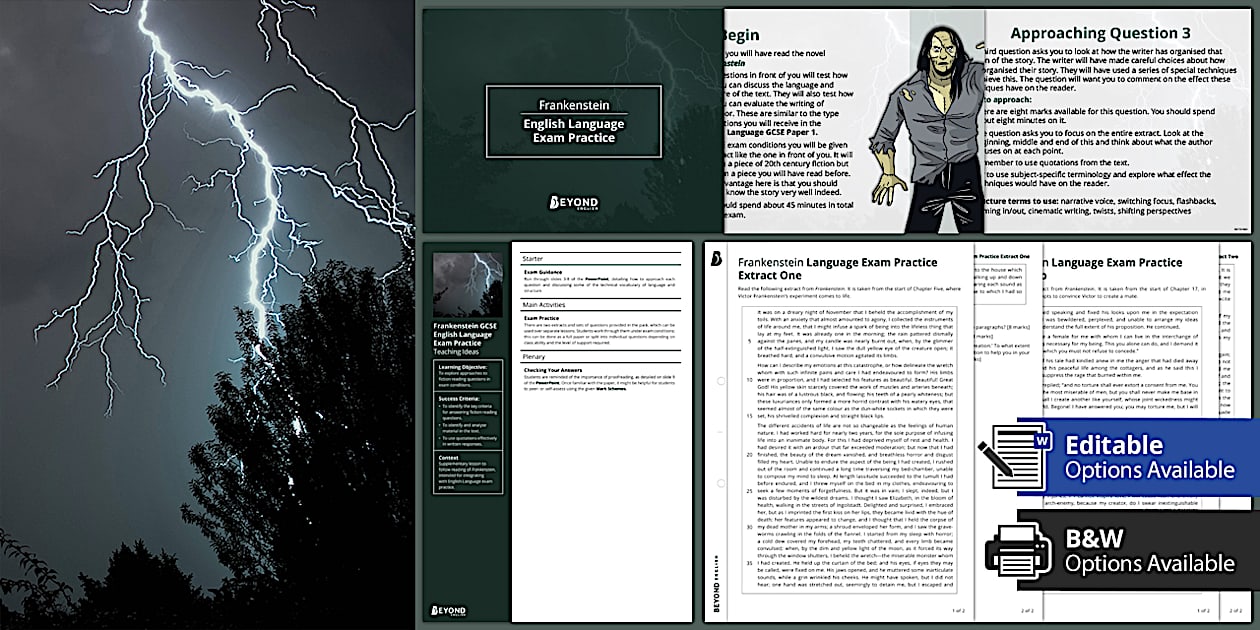 Frankenstein GCSE English Language Exam Practice Lesson Pack