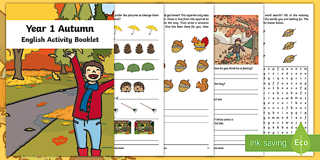 Year 1 English Worksheets PDF Autumn Activity Booklet