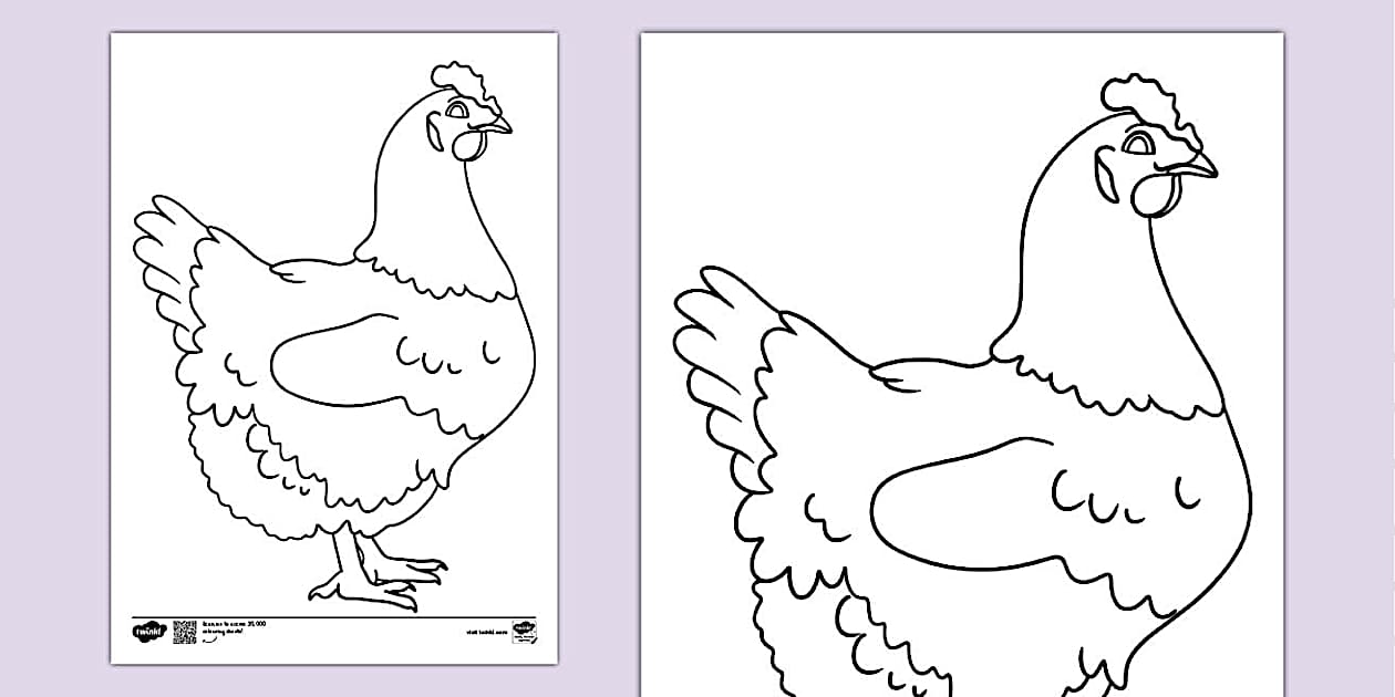 Chicken Template Printable - Colouring Page for Children