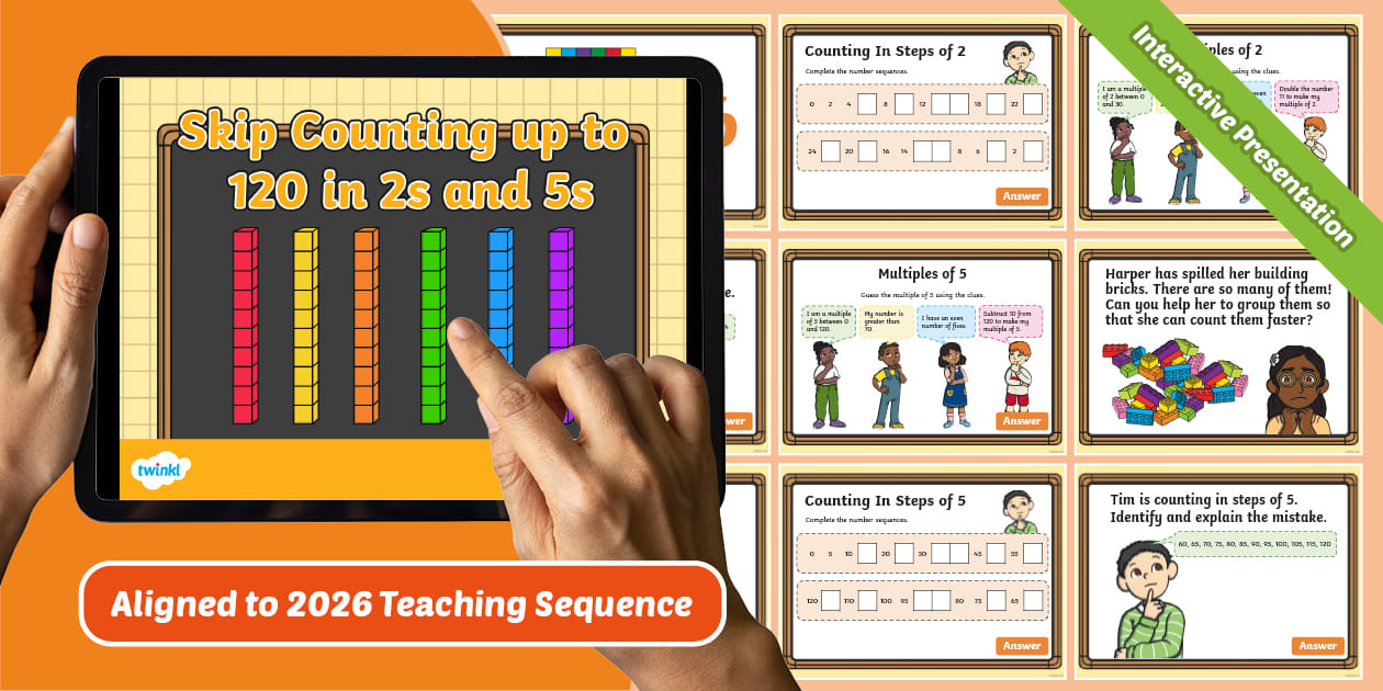 Skip Counting up to 120 in 2s and 5s PowerPoint