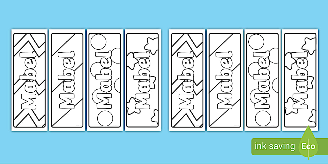 Mabel Name Simple Colouring Bookmarks (professor feito)