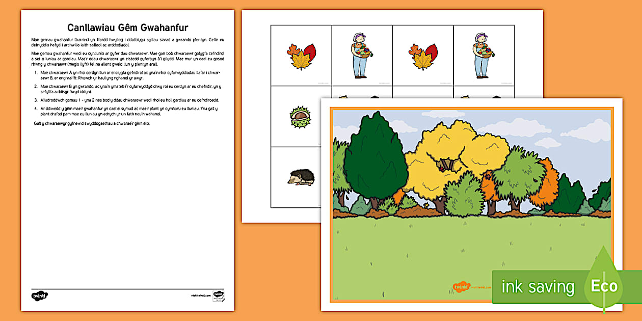 Gêm Gwahanfur Yr Hydref (teacher made) - Twinkl