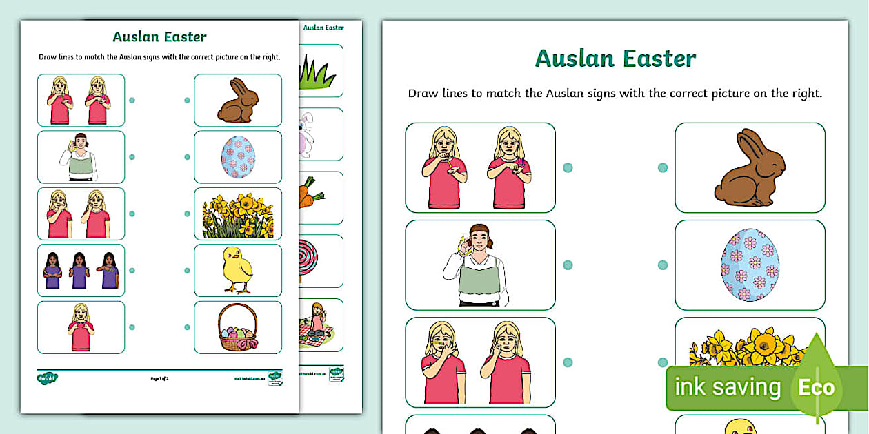 Auslan Easter Matching Activity (teacher made) - Twinkl