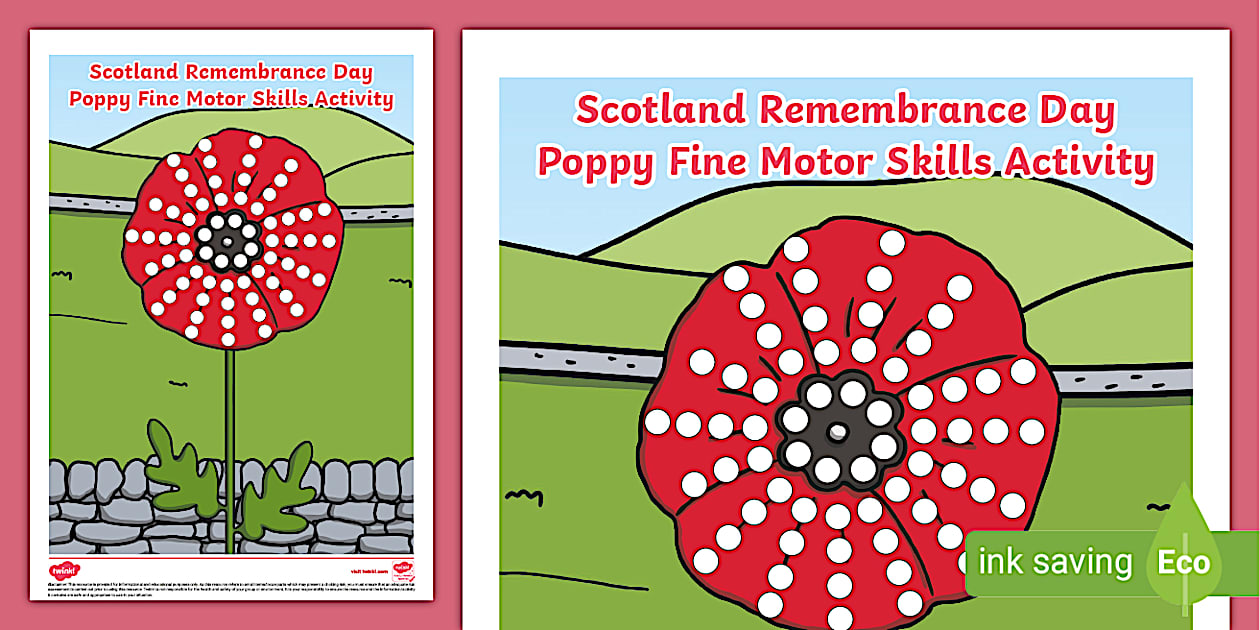 Scotland Remembrance Day Poppy Fine Motor Skills Activity