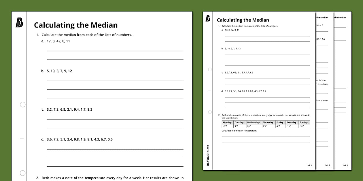 👉 Calculating the Median - Twinkl