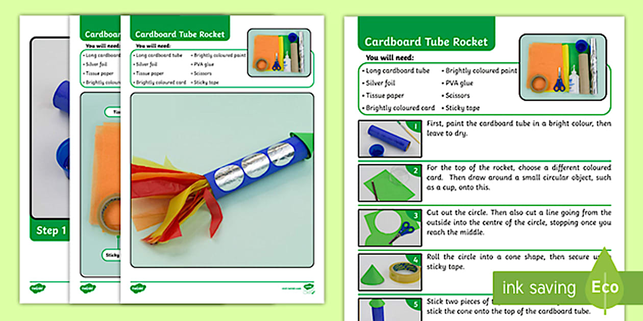 Editable Cardboard Tube Rocket Craft Instructions - Twinkl