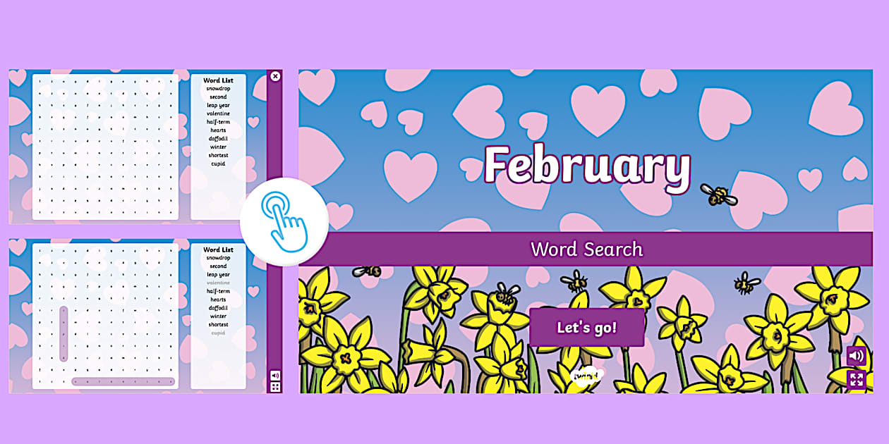 February Interactive Word Search (teacher made) - Twinkl