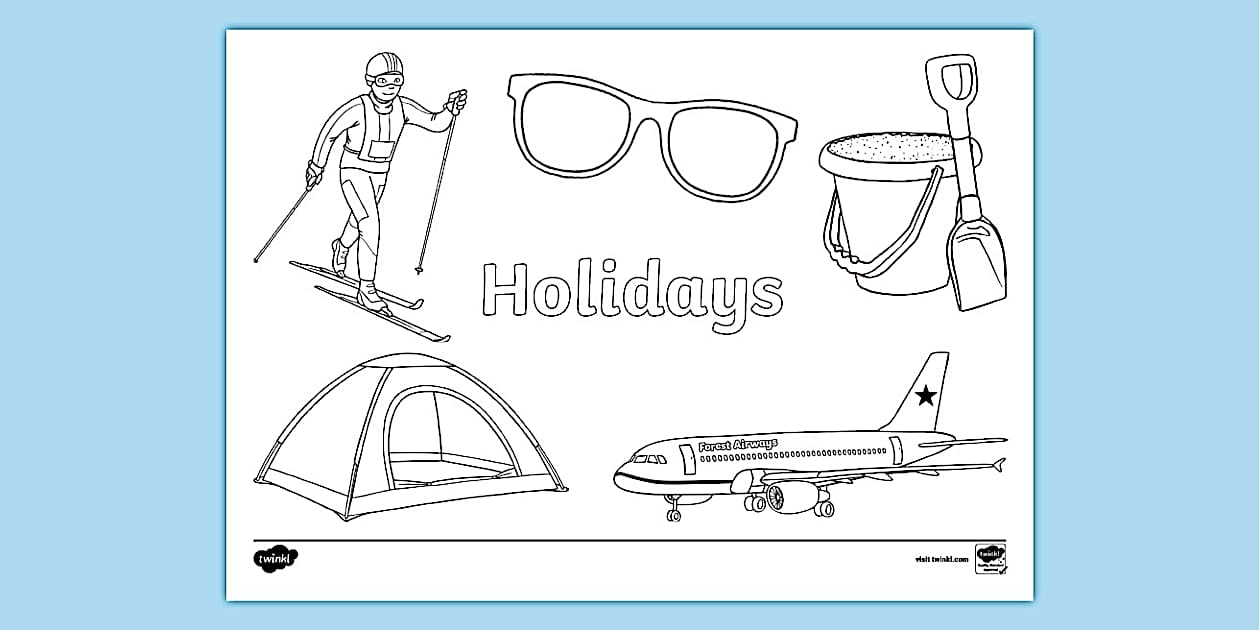 Holiday Colouring Page (teacher made) - Twinkl