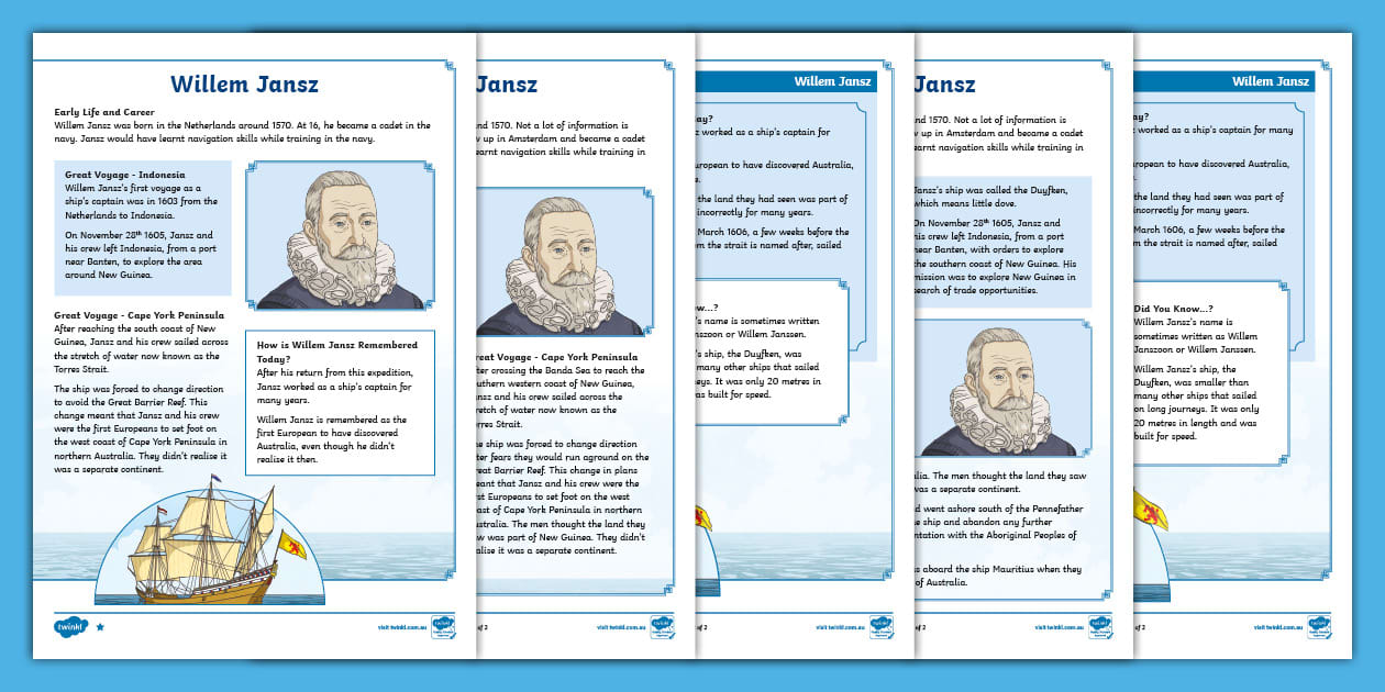 Willem Jansz Differentiated Fact File (teacher made)