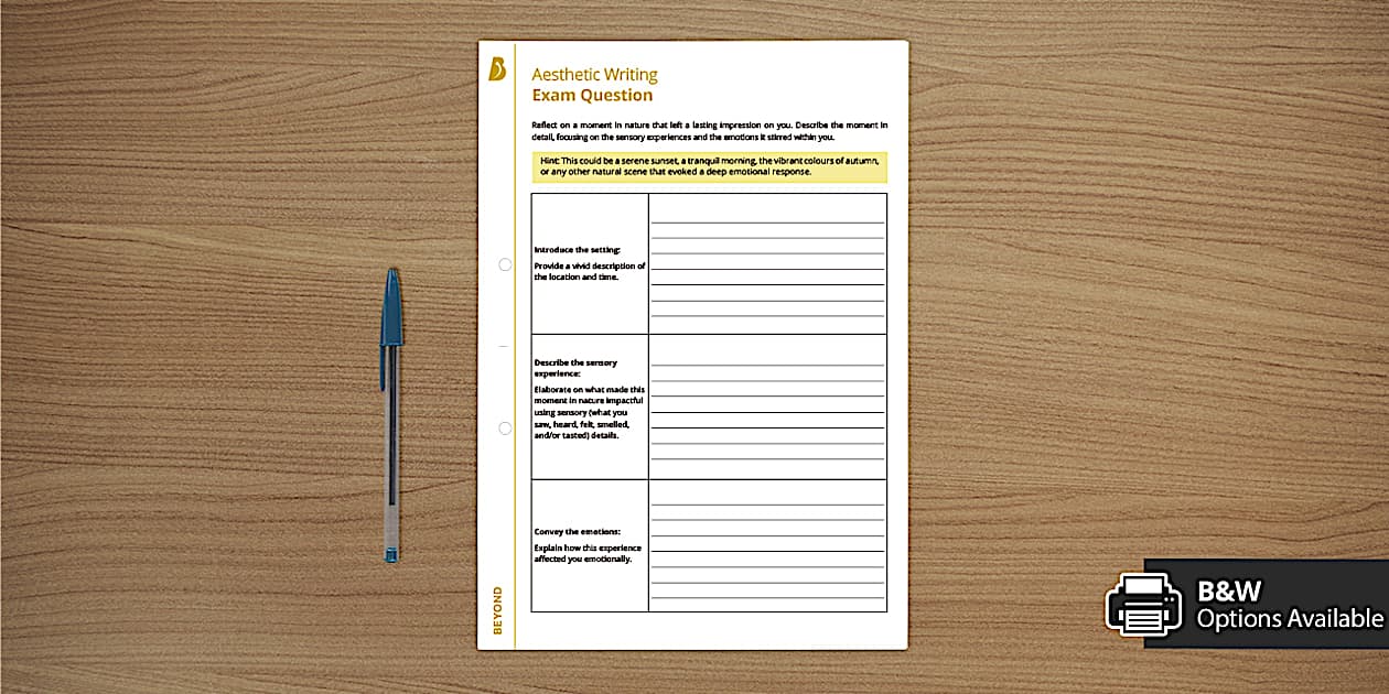 Aesthetic Writing Exam Question | English Resources - Twinkl