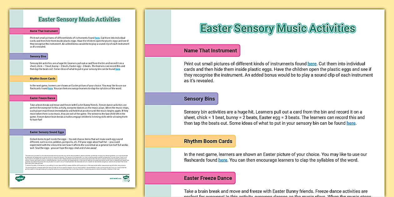 Easter Sensory Music Activities | Twinkl | Inclusion | EYFS