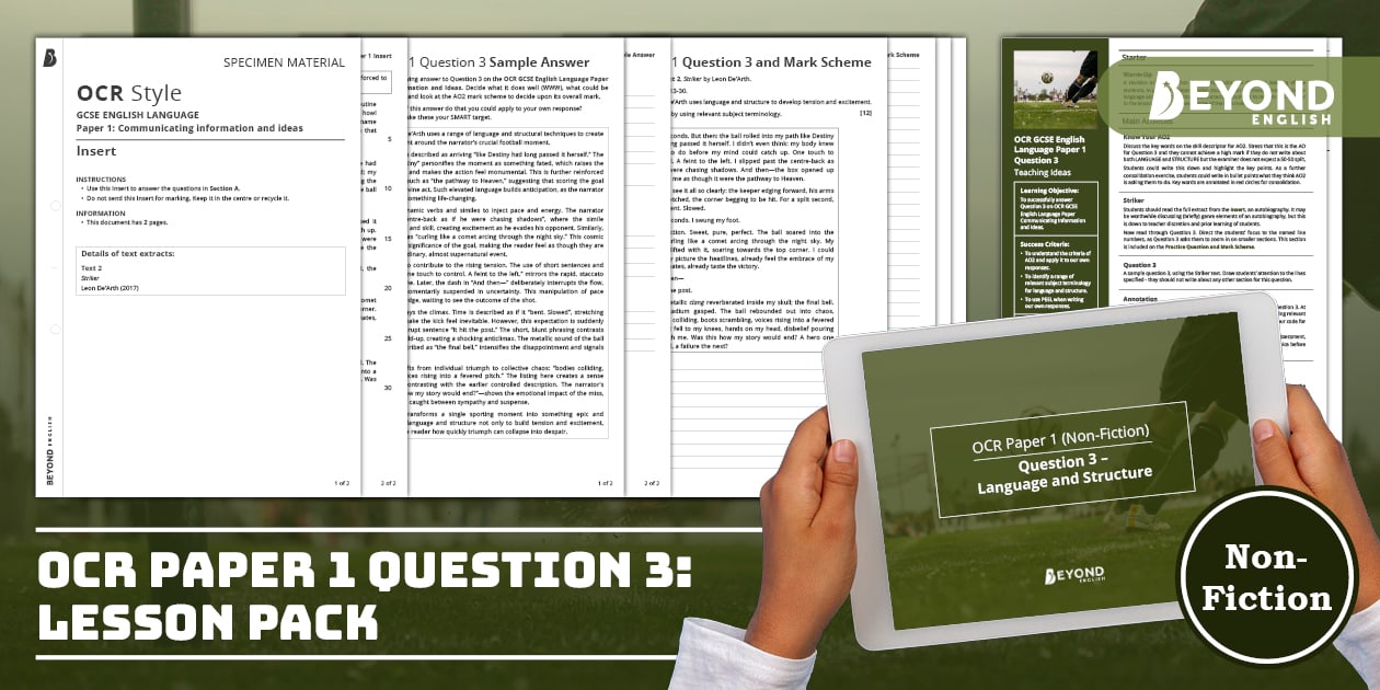 OCR GCSE: Paper 1 Question 3 Language and Structure Lesson Pack