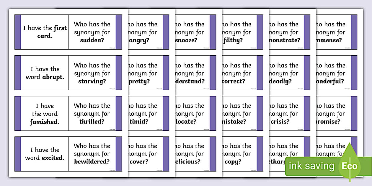 I Have, Who Has - Synonyms - Twinkl