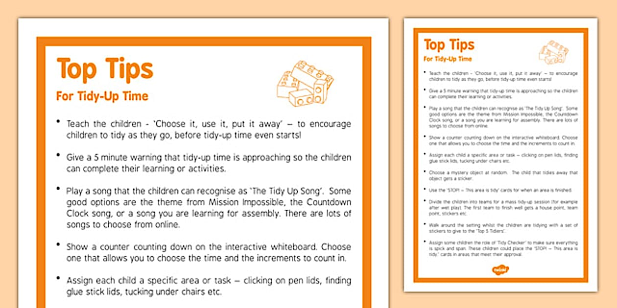 Top Tips for Tidy-Up Time (Teacher-Made) - Twinkl