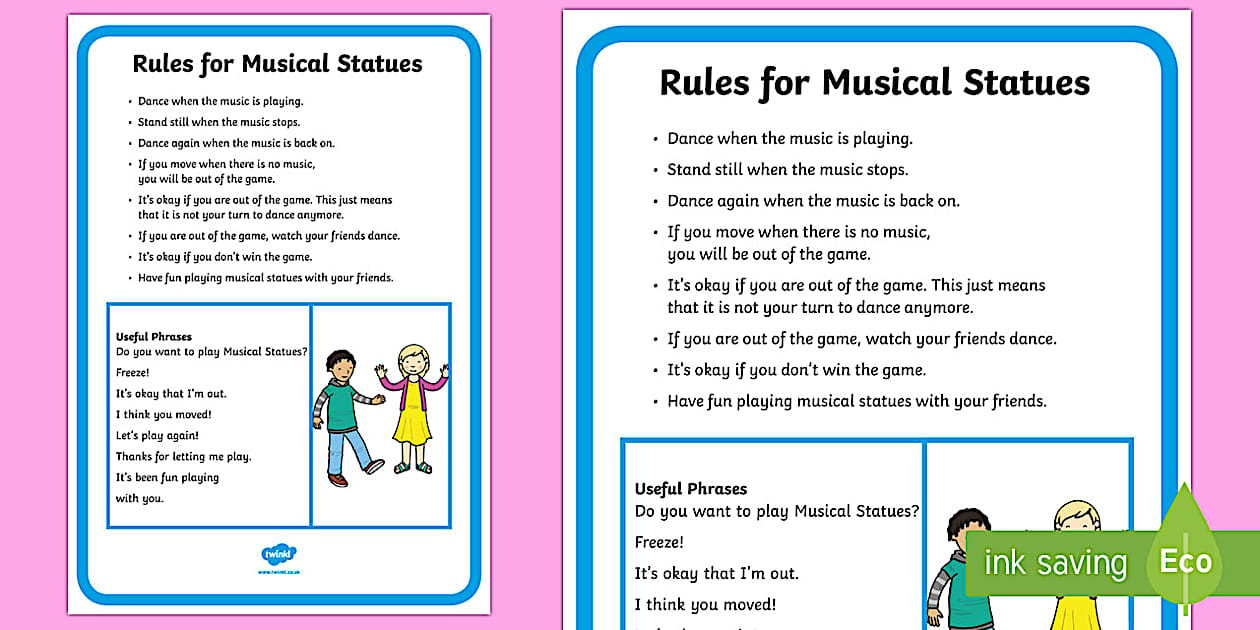Editable Musical Statues Rules and Social Scripts - Twinkl