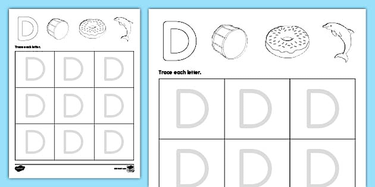 Uppercase Letter D Tracing Worksheet - Twinkl