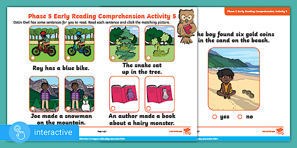 Interactive PDF: Phase 5 Early Reading Comprehension Activity 5