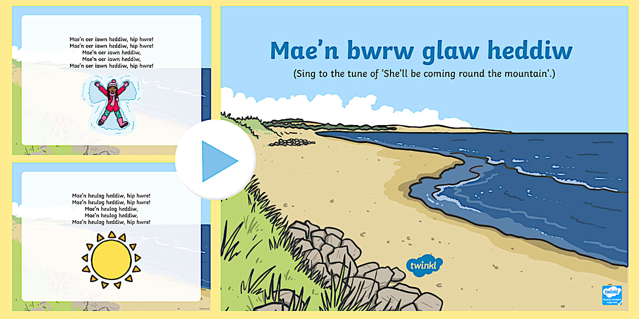 It's Raining PowerPoint Welsh (teacher made) - Twinkl