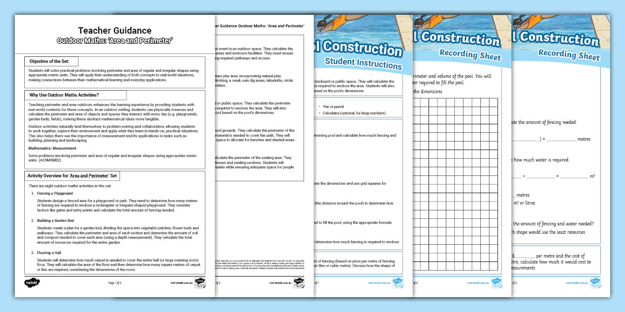 Outdoor Maths: Swimming Pool Construction - Twinkl