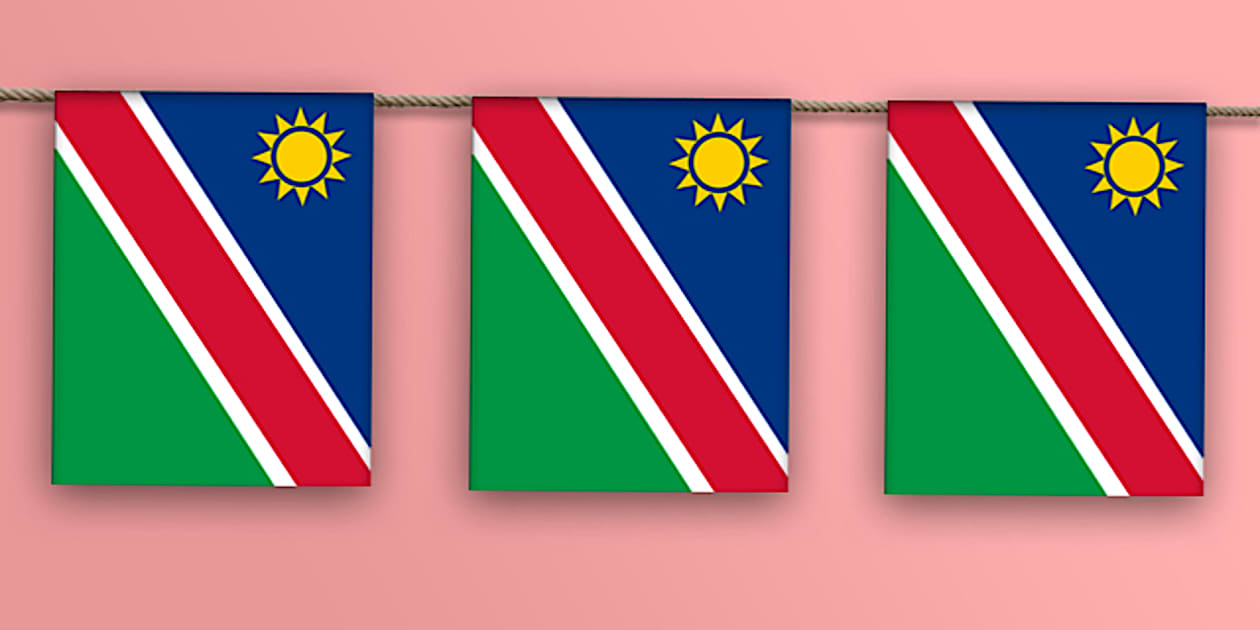 Black and White Namibia Flag Display Bunting - Twinkl