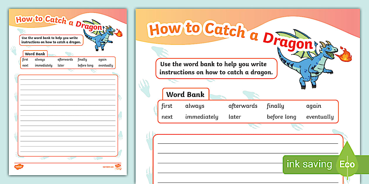 How to Catch a Dragon Instructions Template - Twinkl - KS1