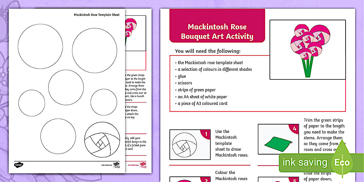 Mackintosh Rose Bouquet Art Activity (teacher made) - Twinkl