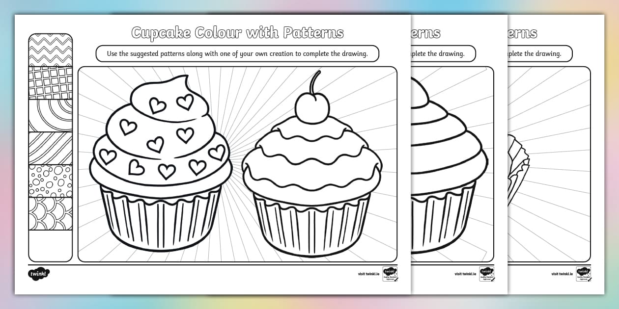 Cupcake Colour with Patterns Activity (Teacher-Made)
