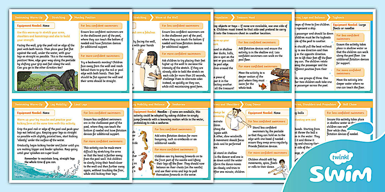 Swimming Warm-Ups Card - PE - Twinkl Swim