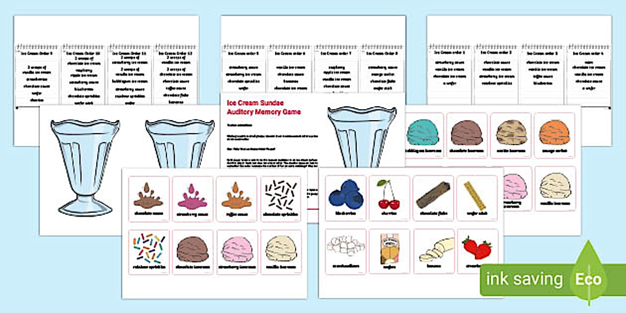 Ice Cream Sundae Auditory Memory Game (Hecho por educadores)