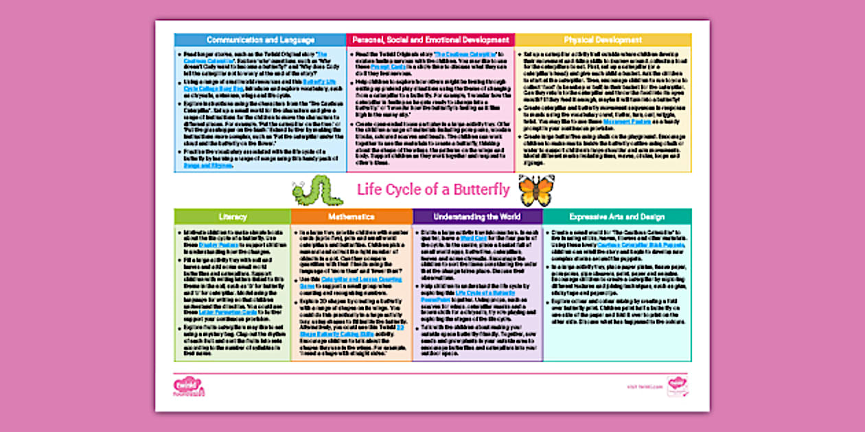 EYFS Ages 3-4 Topic Planning Web: Life Cycle of a Butterfly