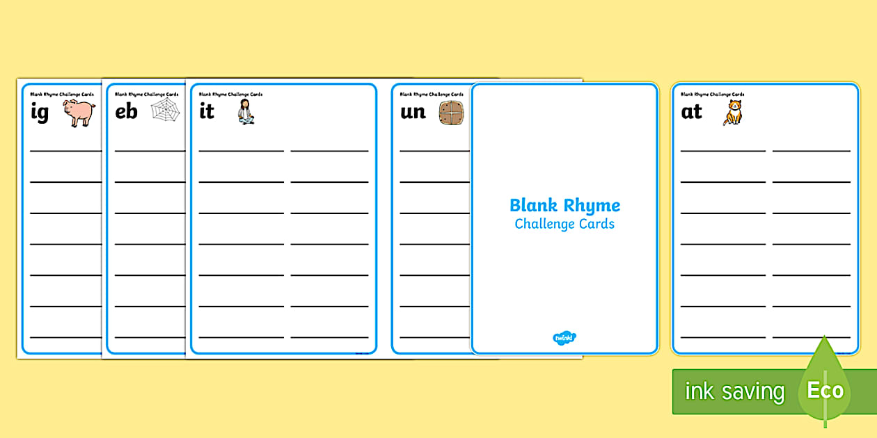 QLD Blank Rhyme Challenge Cards (teacher made) - Twinkl