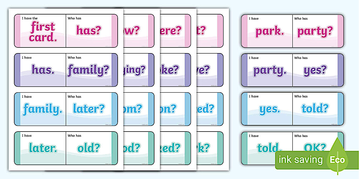 I Have Who Has High-Frequency Words - Set 7 (teacher made)